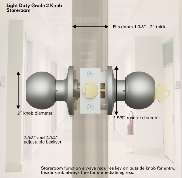 UH40053, UH40064 & UH40103 Light Duty Storeroom Knob – Universal Hardware